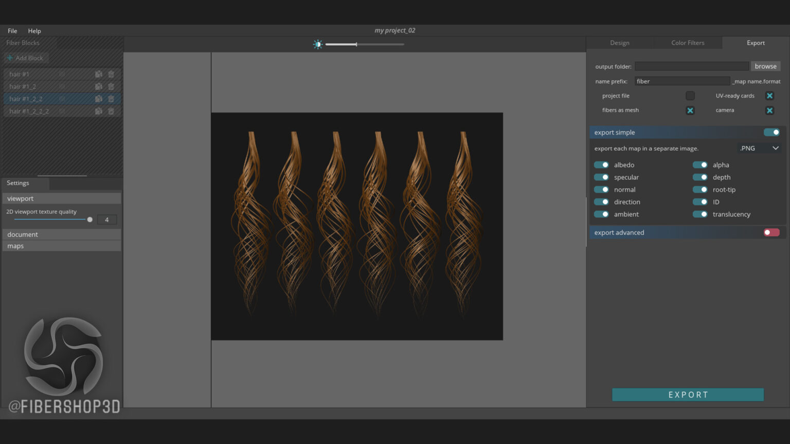 FiberShop – hair-card texture generator